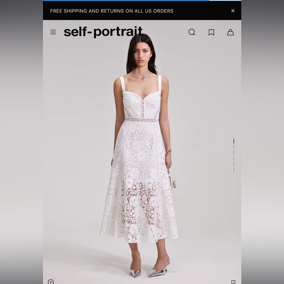 Self-Portrait | Dresses | Self Portrait Lace Midi Dress With Corset Top ...